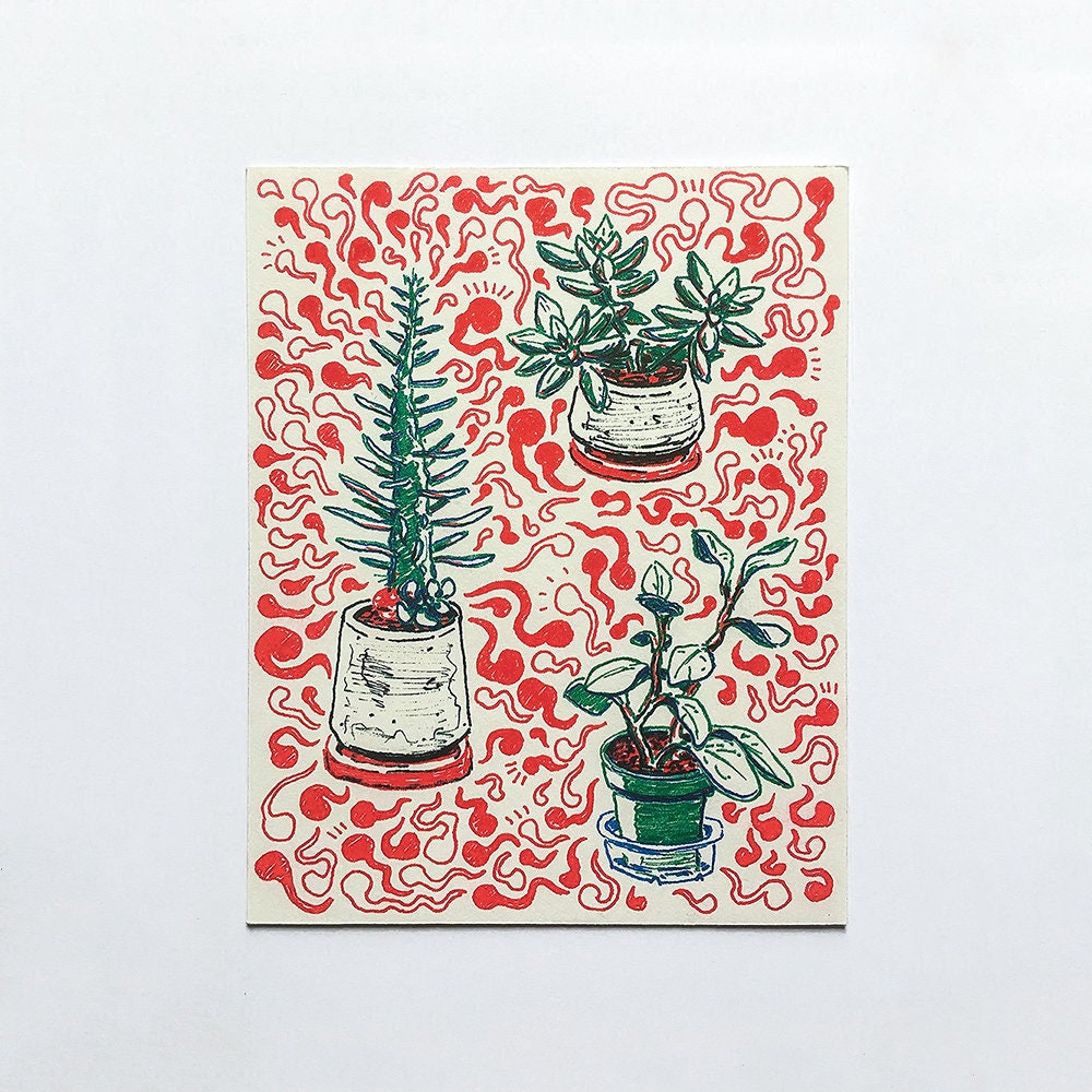 Echoes (Riso Plant Prints - Riso Succulent Print - Riso Orchid Print ...