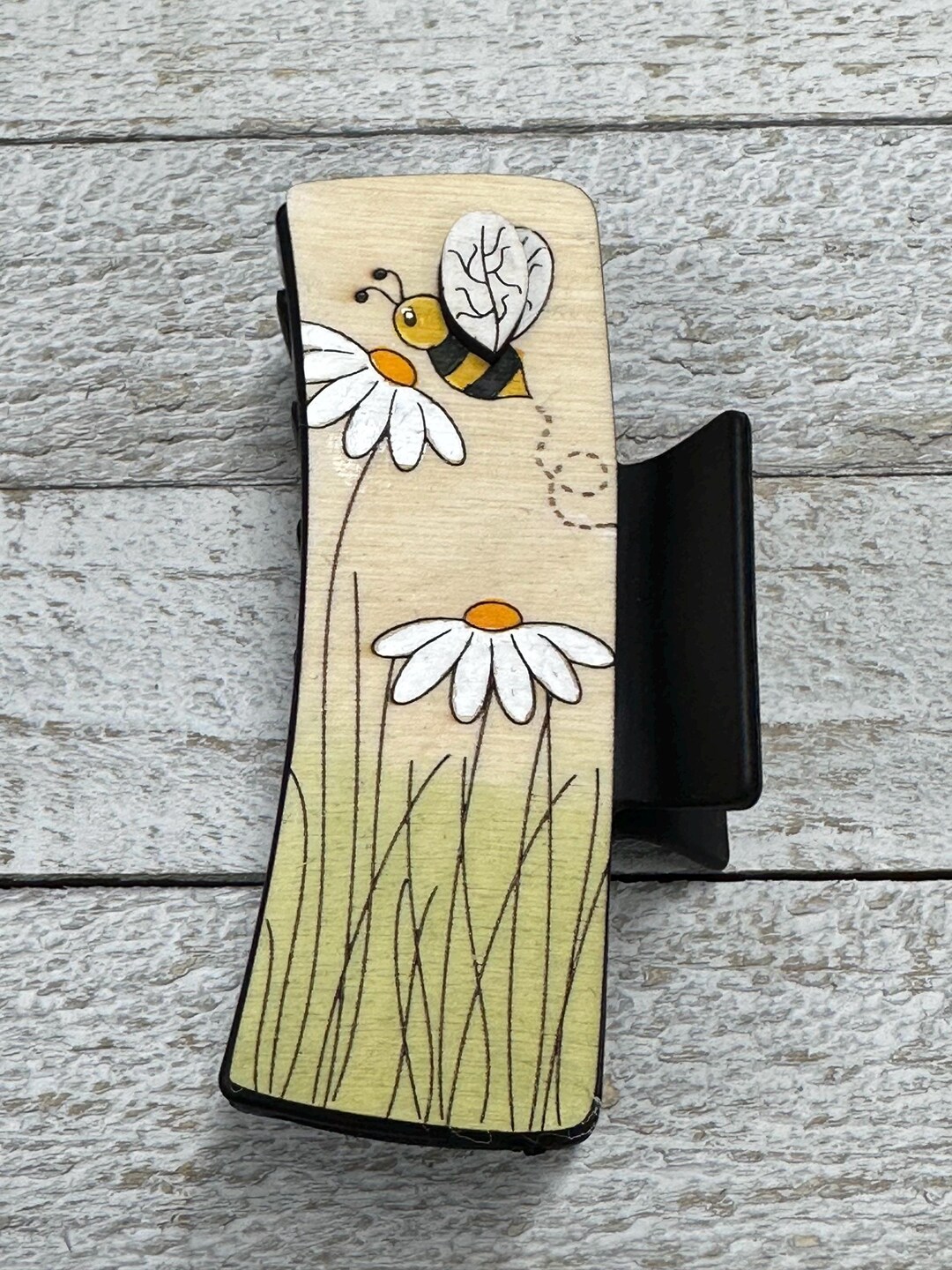 Hand Painted Bee & Daisy Wooden Hair Claw - Laser Cut 4" Clip - Etsy