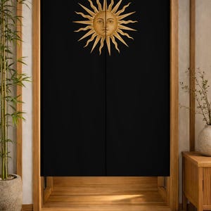 Celestial Sun Noren Curtain, Vintage Sun Face Doorway Curtain, Mystic ...