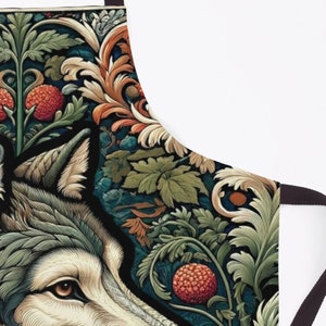 Wolf Apron With Floral Pattern, Unique Kitchen Apron for Cooking ...