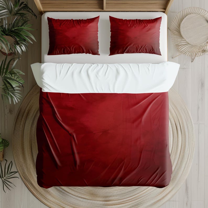 Solid Red Bedding Set With Duvet Cover and Pillowcases – Rich Crimson ...