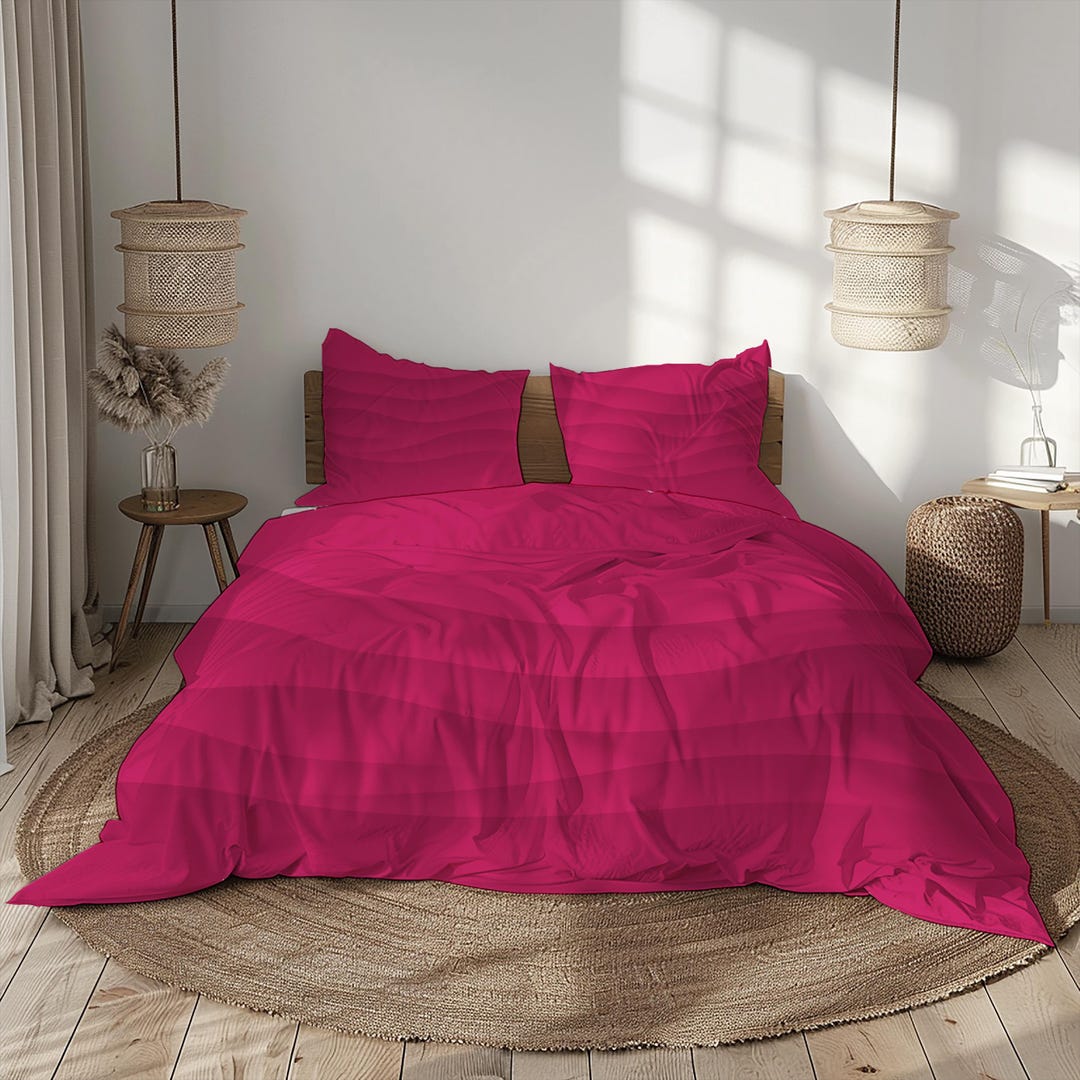 Bedding Set Hot Pink Fuchsia Magenta Rose Duvet Cover With Pillowcases ...