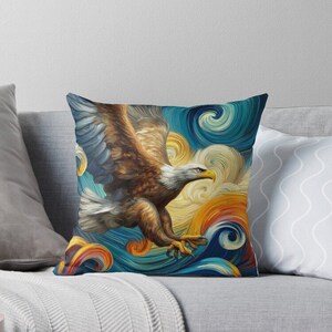 Soaring Eagle Van Gogh Inspired Swirls Artistic Pillowcase Dramatic Sky ...