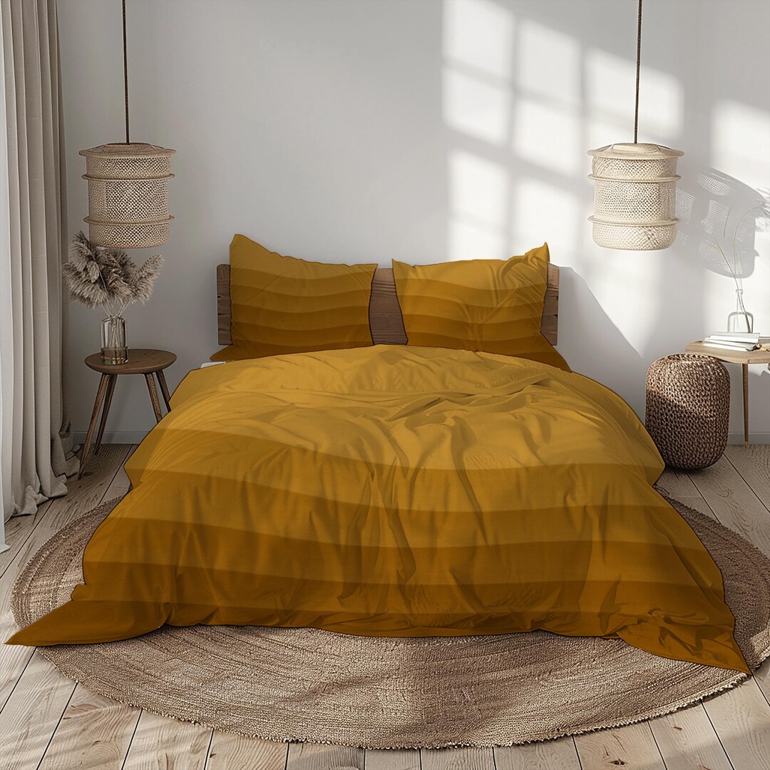 Mustard Yellow Bedding Set – Solid Gold Duvet Cover & Pillowcases ...