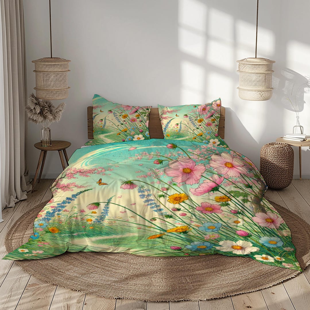 Floral Garden Bedding Set – Enchanted Meadow Duvet Cover With ...