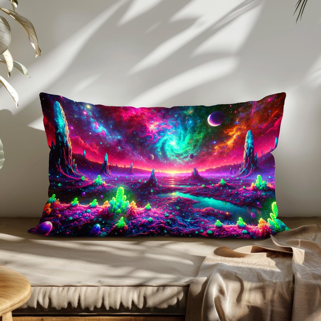 Galaxy Lumbar Pillow Cover, Sci-fi Space Cushion, Cosmic Decorative ...