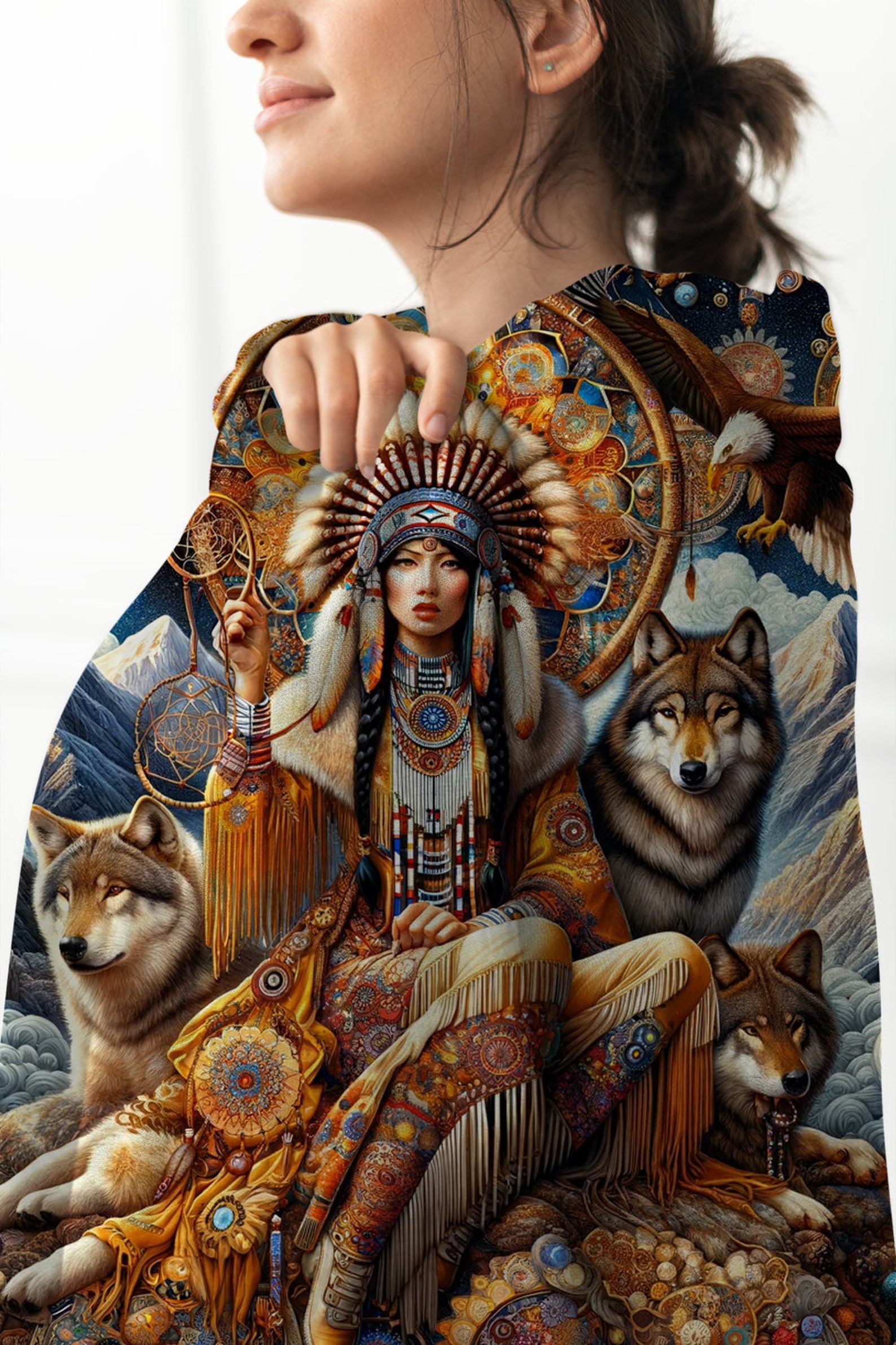 Native American Spirit Blanket - Soft and Warm Flannel Fleece Material ...