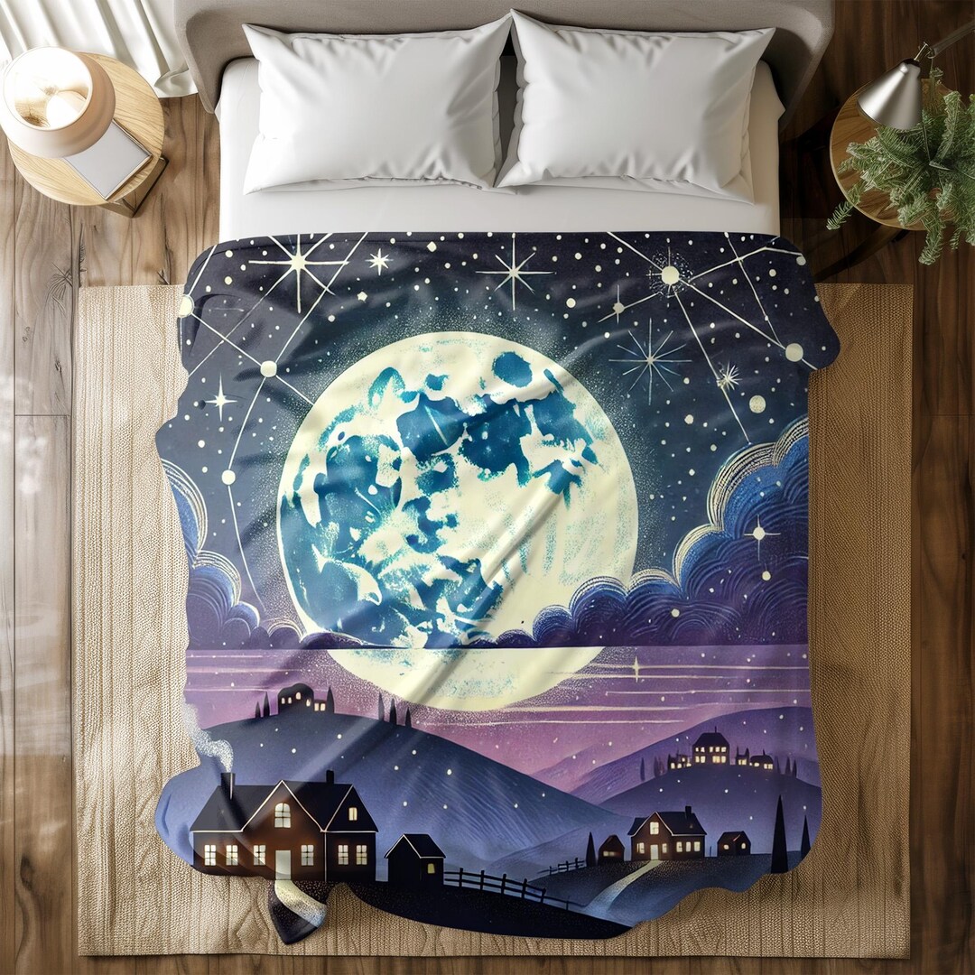 Whimsical Night Sky Blanket | Multi-size Flannel Fleece Blanket for ...