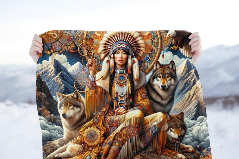 Native American Spirit Blanket - Soft and Warm Flannel Fleece Material ...