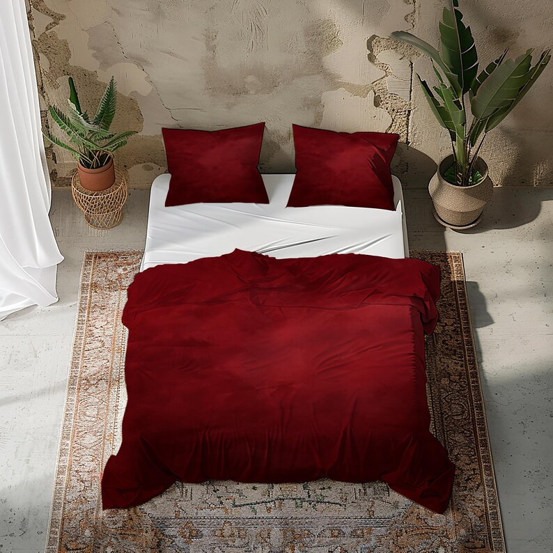 Solid Red Bedding Set With Duvet Cover and Pillowcases – Rich Crimson ...