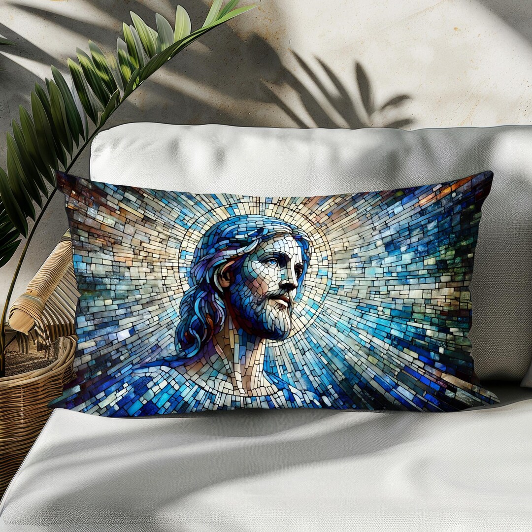 Lumbar Pillow Cover - Jesus Stained Glass Art - Christian Pillow Case ...