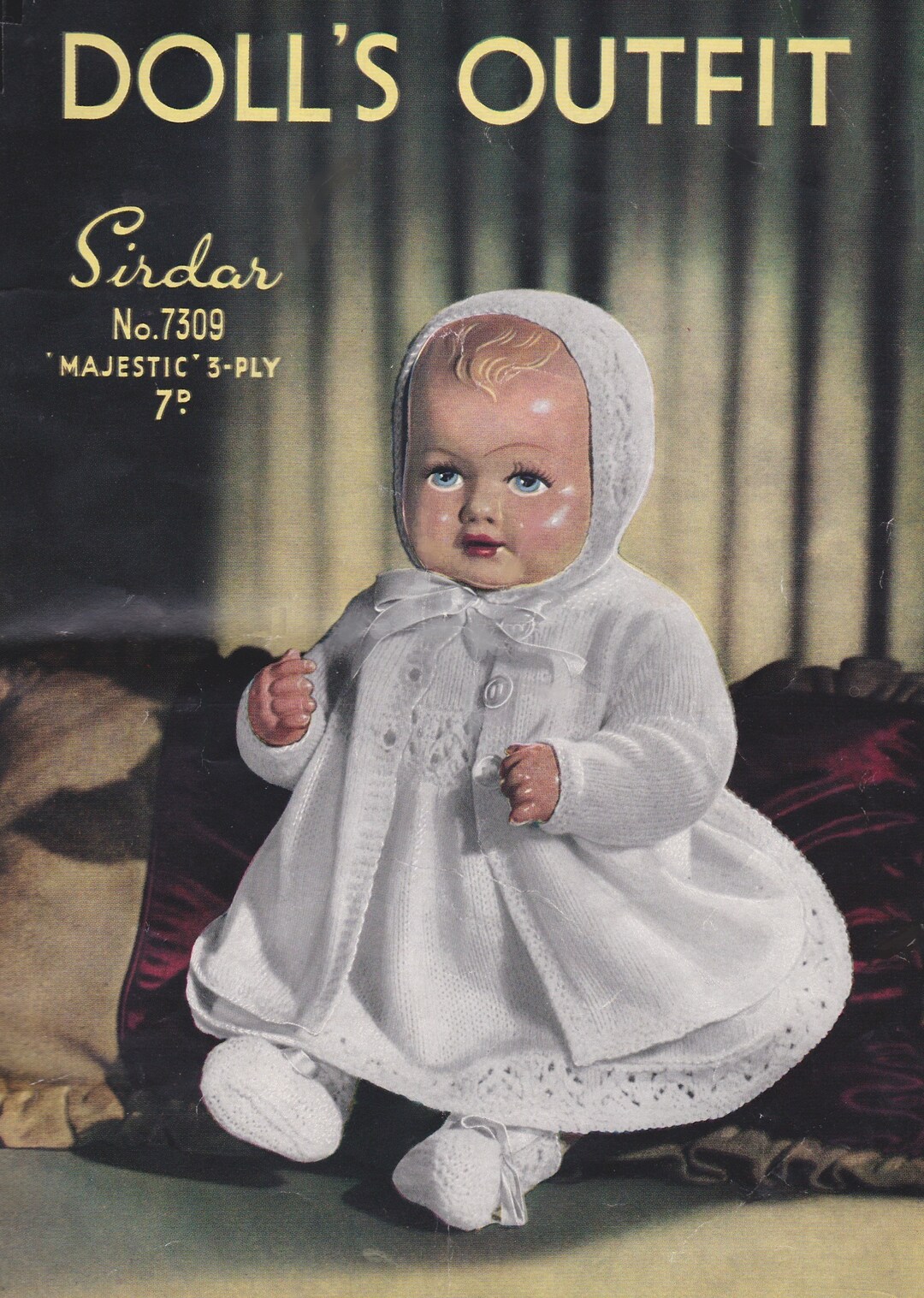 Sirdar 7309 PDF Instant Download Knitting Pattern A4 3 PLY Baby Doll Vintage Digital Digitally ...