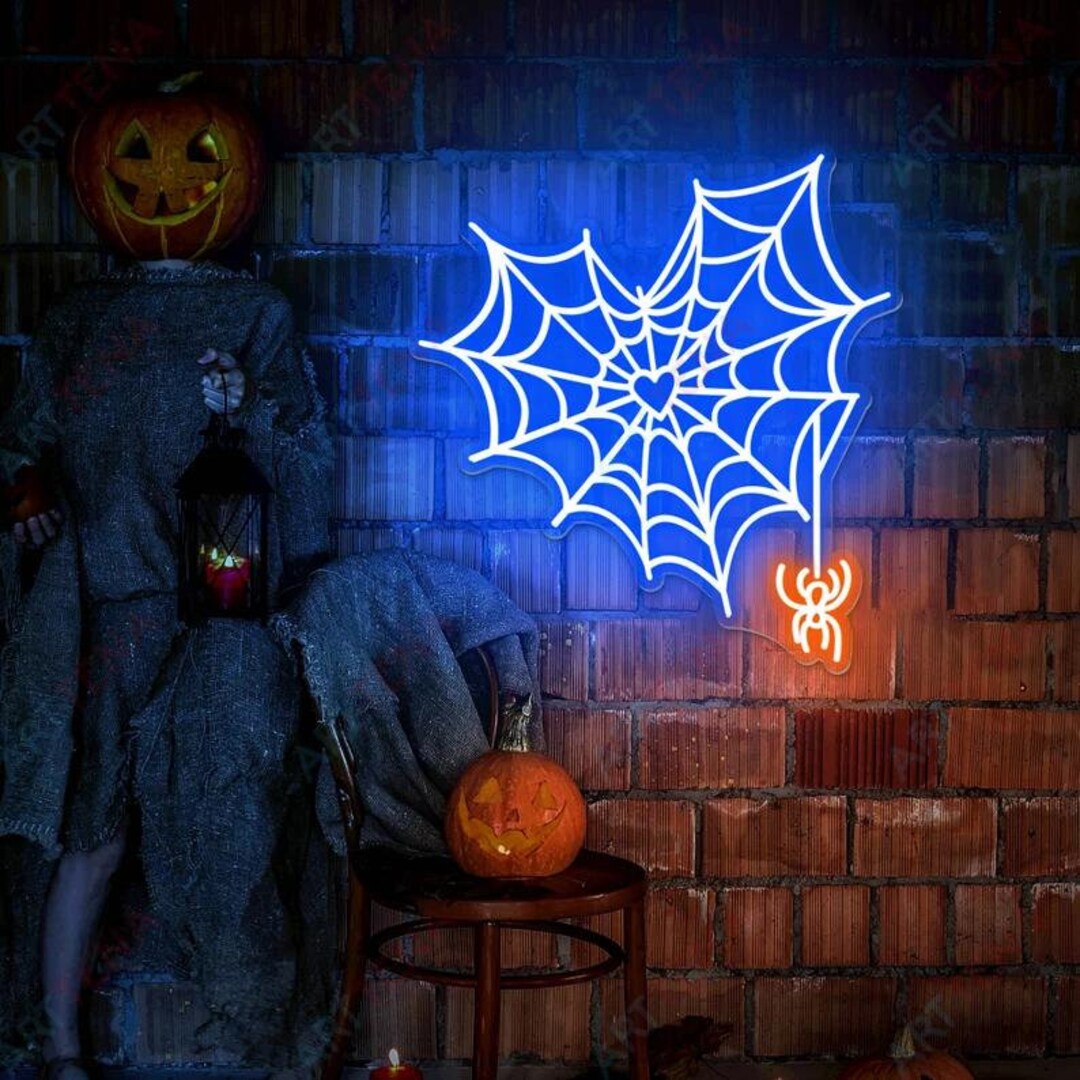 Spiderweb Heart Neon Sign,halloween Sign ,trick or Treat, Spider Neon ...