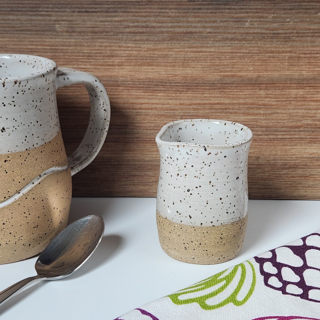 Mini Pitcher Handmade Pottery - 3 to 4 Ounce - Tiny Creamer in White ...