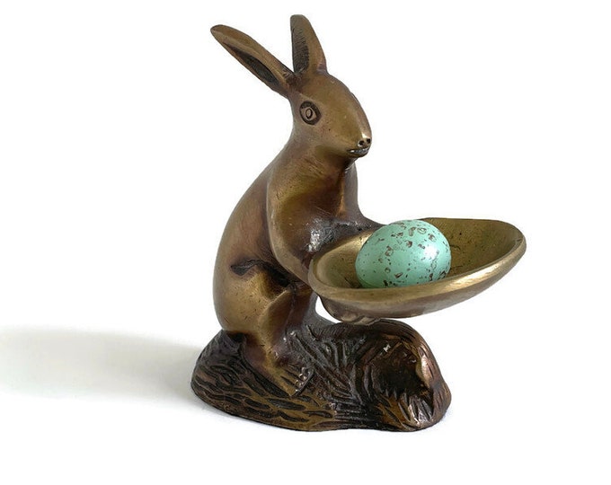 Vintage Brass Rabbit Figurine Holding Bowl, Ring Holder Trinket Dish - Etsy