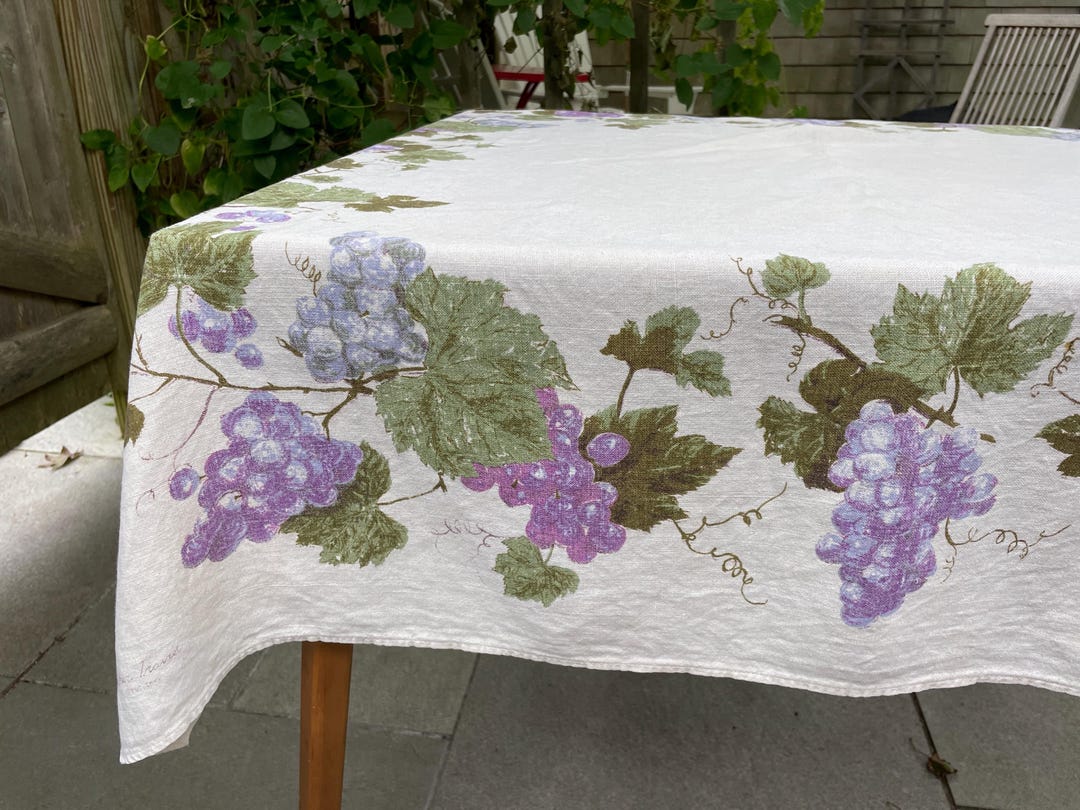 Vintage Luther Travis Purple Grapes Tablecloth, Square Shape - Etsy