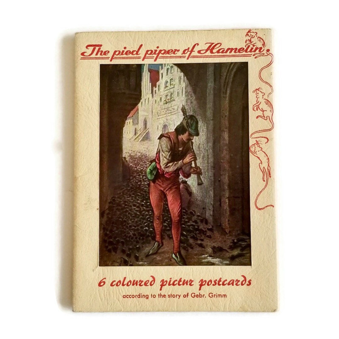 Brothers Grimm Colored Postcards - Pied Piper of Hamelin, 1940s Vintage ...