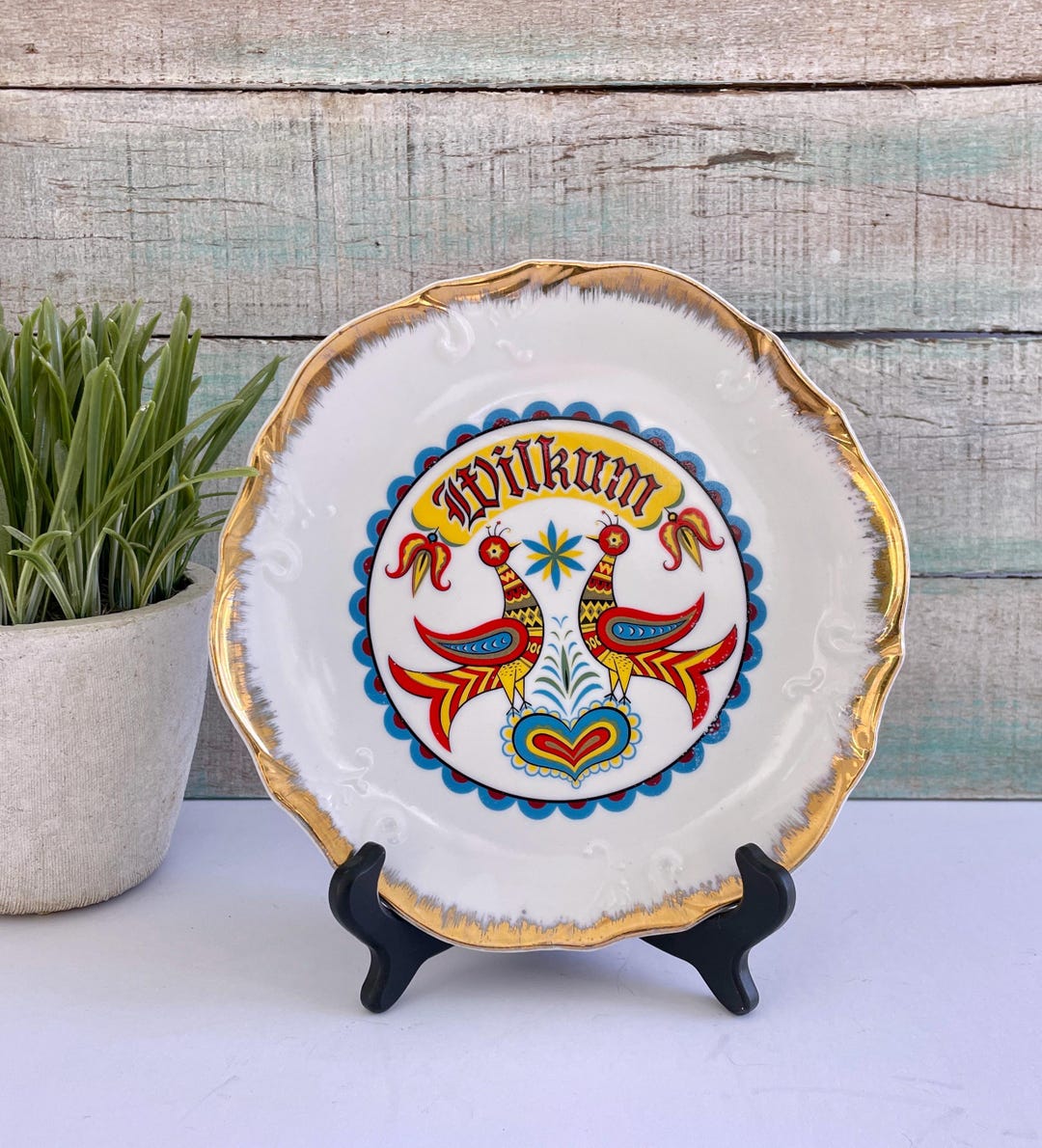 Vintage Pennsylvania Dutch Welcome Souvenir Plate . Folk Art . Vintage ...