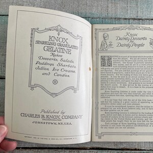 Dainty Desserts for Dainty People . Early 1900s Recipe Booklet . Knox ...