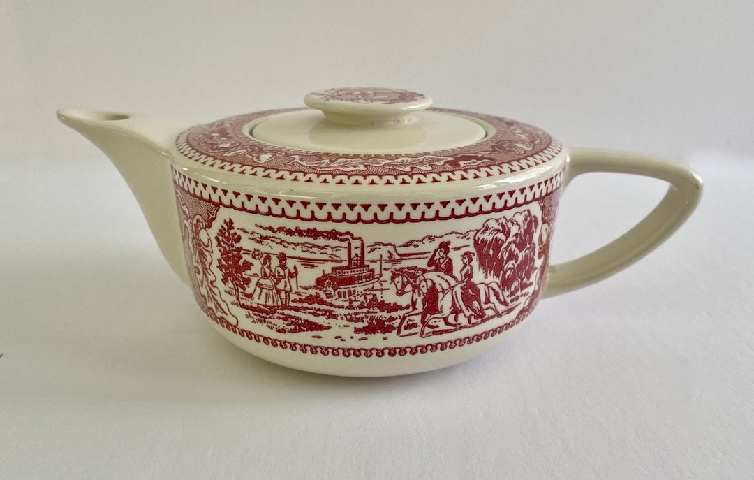 Vintage Memory Lane Pink Teapot and Lid Currier and Ives by - Etsy