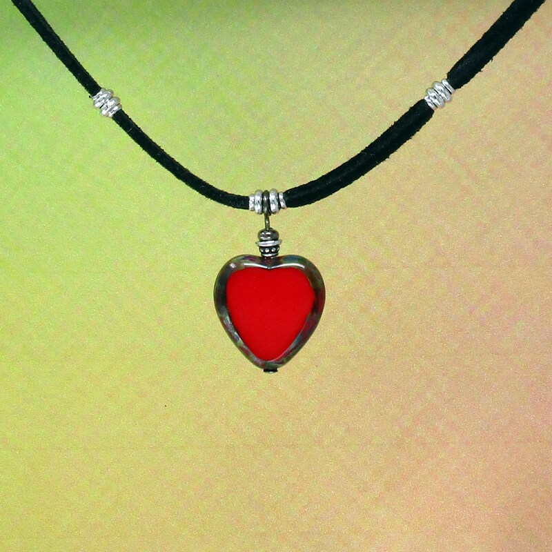 Leather Heart Choker - Etsy