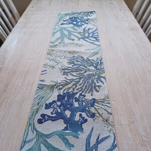Coastal Table Runner- Coral Reef in Multi/blues/green (10" Width) - Etsy