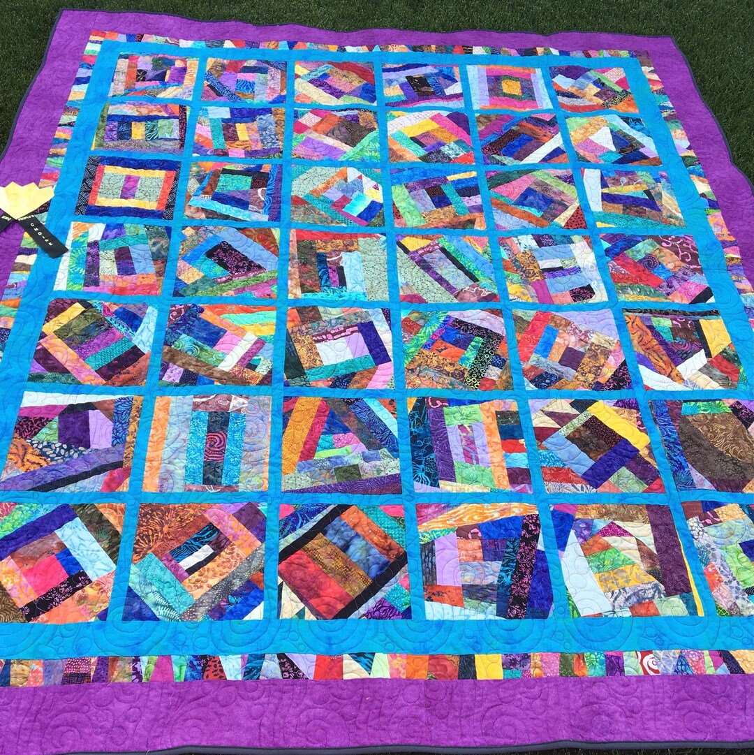 Colorful Batik Scrap Quilt – Handmade Twin/full Patchwork Art Quilt ...
