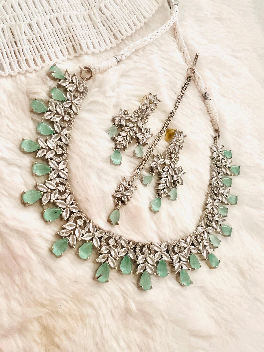 Ad Stone Jewelry Set, Mint Stone Jewelry, Bollywood Indian Light Weight ...