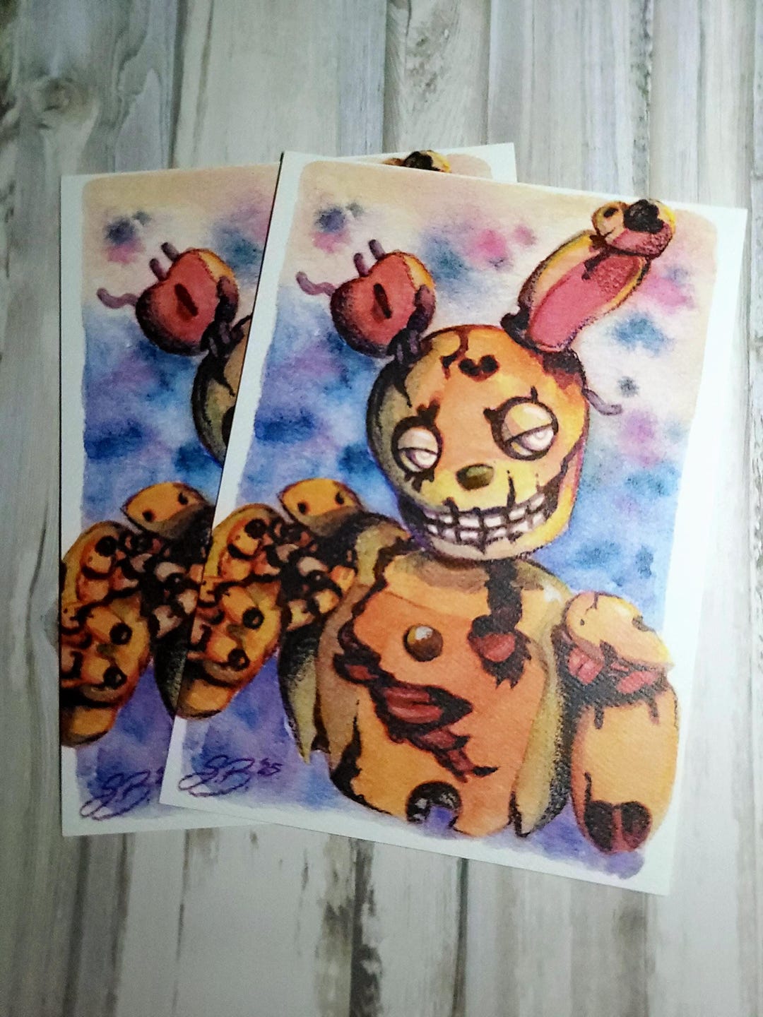 Springtrap FNAF Animatronic Bunny Watercolor Prints 5x7 Inch - Etsy