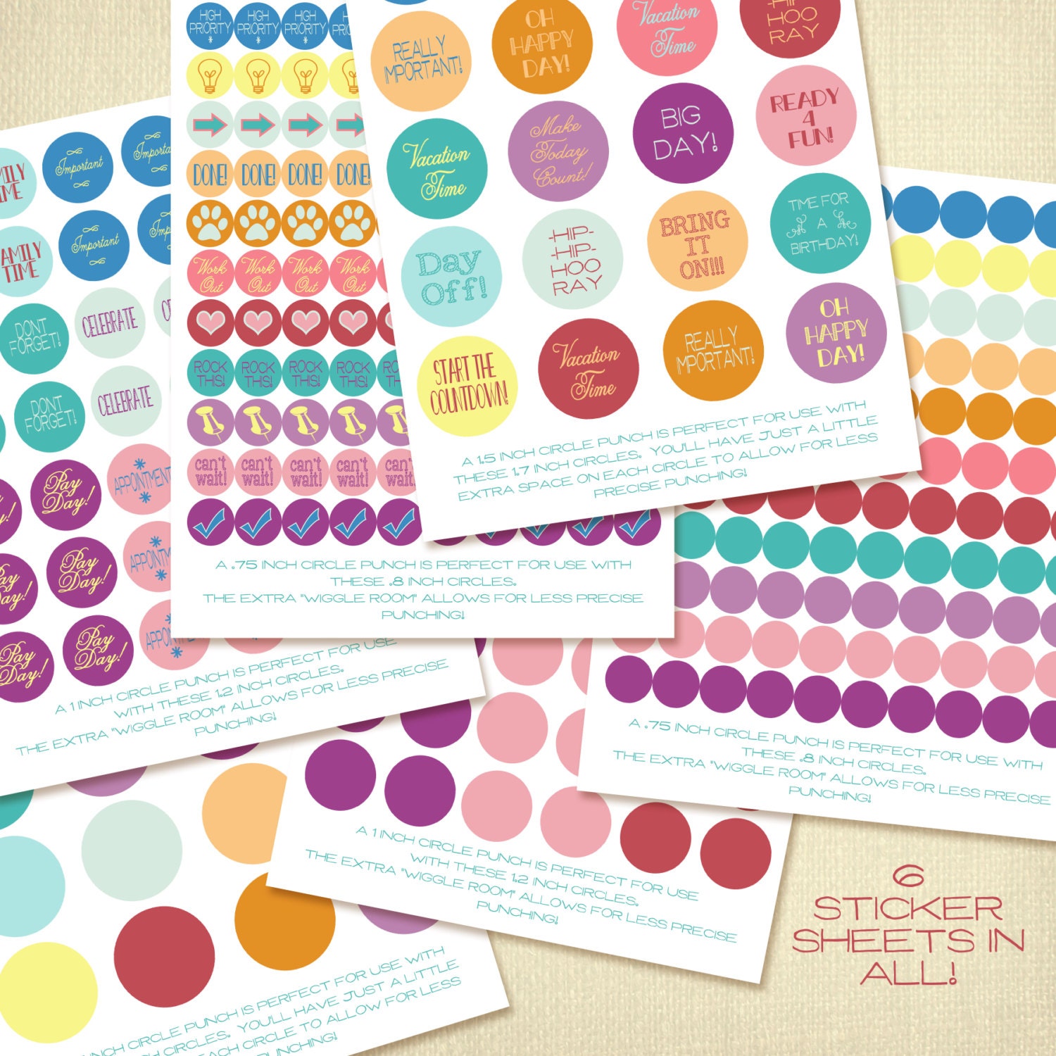 Printable Planner Stickers, Planner Rounds, Life Planner Stickers ...