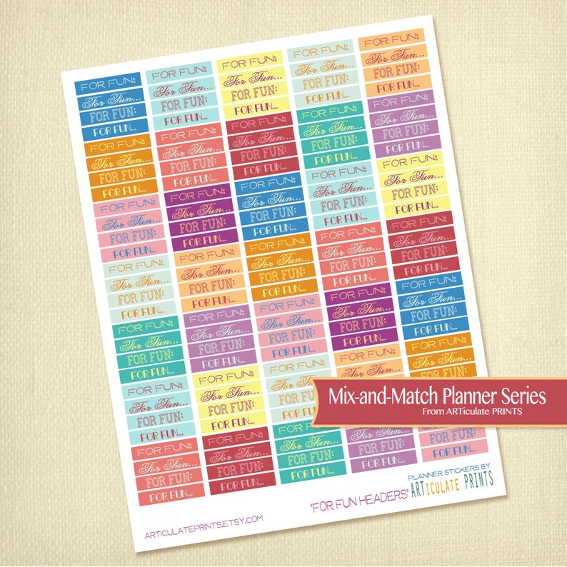 Printable Planner Stickers, Planner Headers for Fun, Life Planner ...