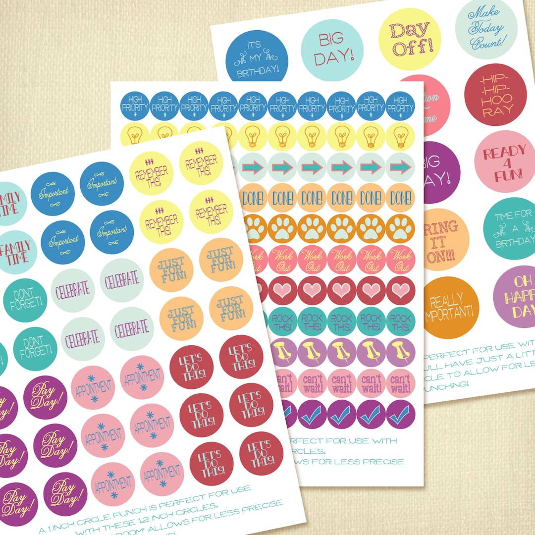 Printable Planner Stickers, Planner Rounds, Life Planner Stickers ...