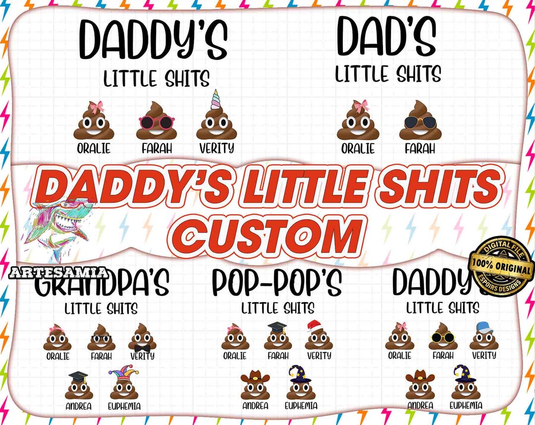 CUSTOM Daddy Poppops Little Shit Png Bundle, Funny Father Day Png ...