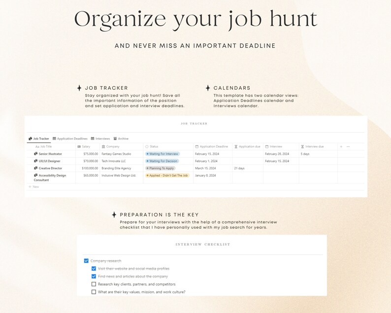 Notion Template Career Planner, Job Tracker, Notion Career Dashboard ...