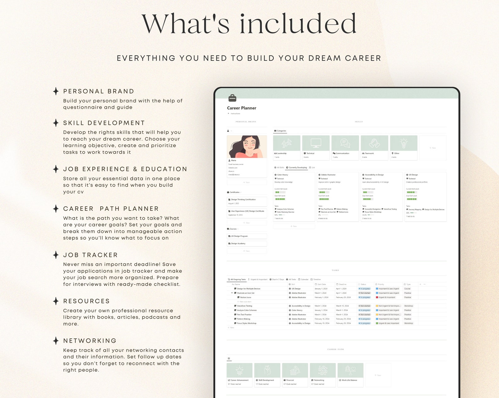 Notion Template Career Planner, Job Tracker, Notion Career Dashboard, Notion Skill Development ...