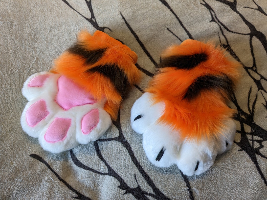 Orange Tiger Striped Fursuit Hand Paws - Etsy