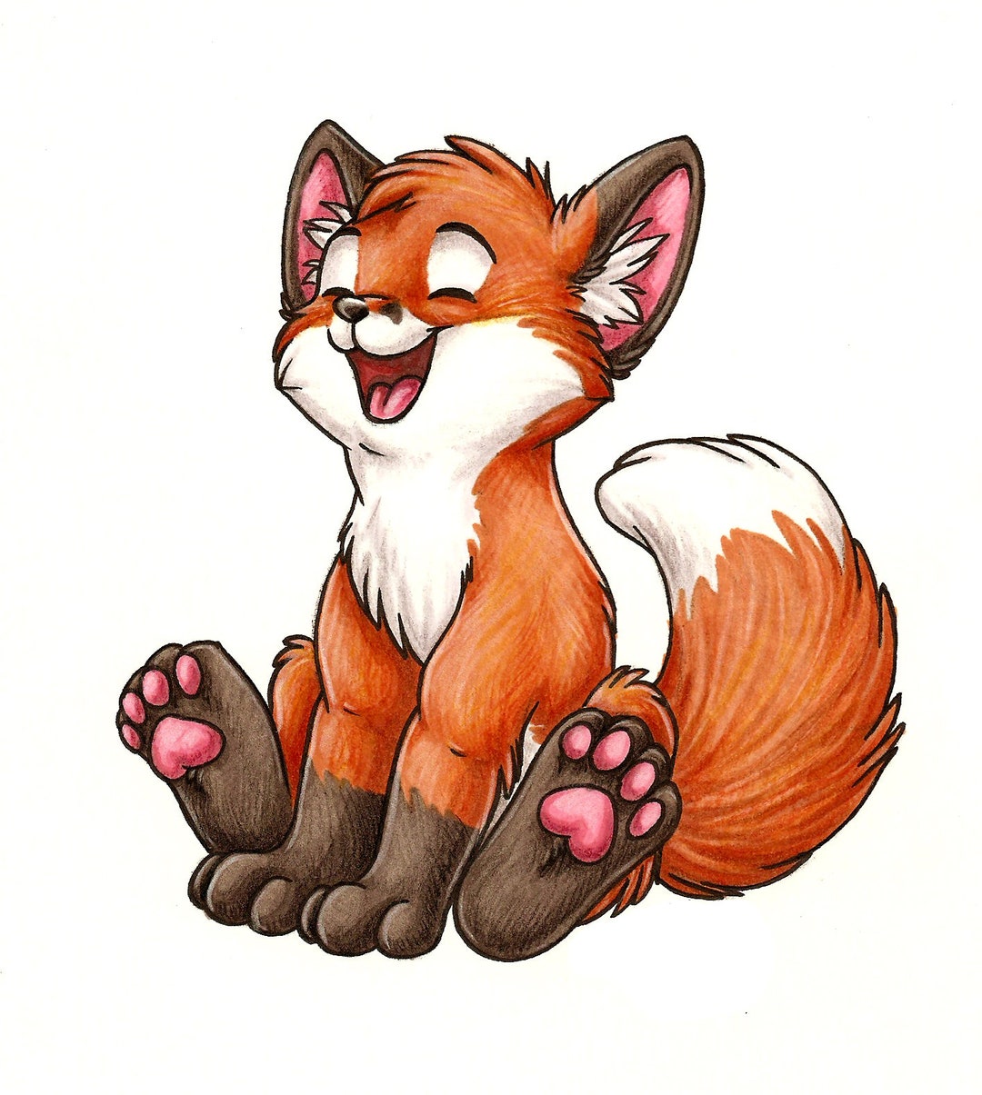 Happy Fox Sticker - Etsy