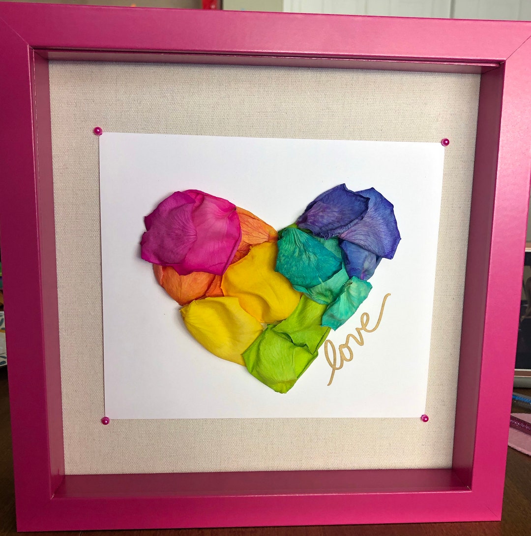 Rainbow Heart in Pink Frame - Etsy