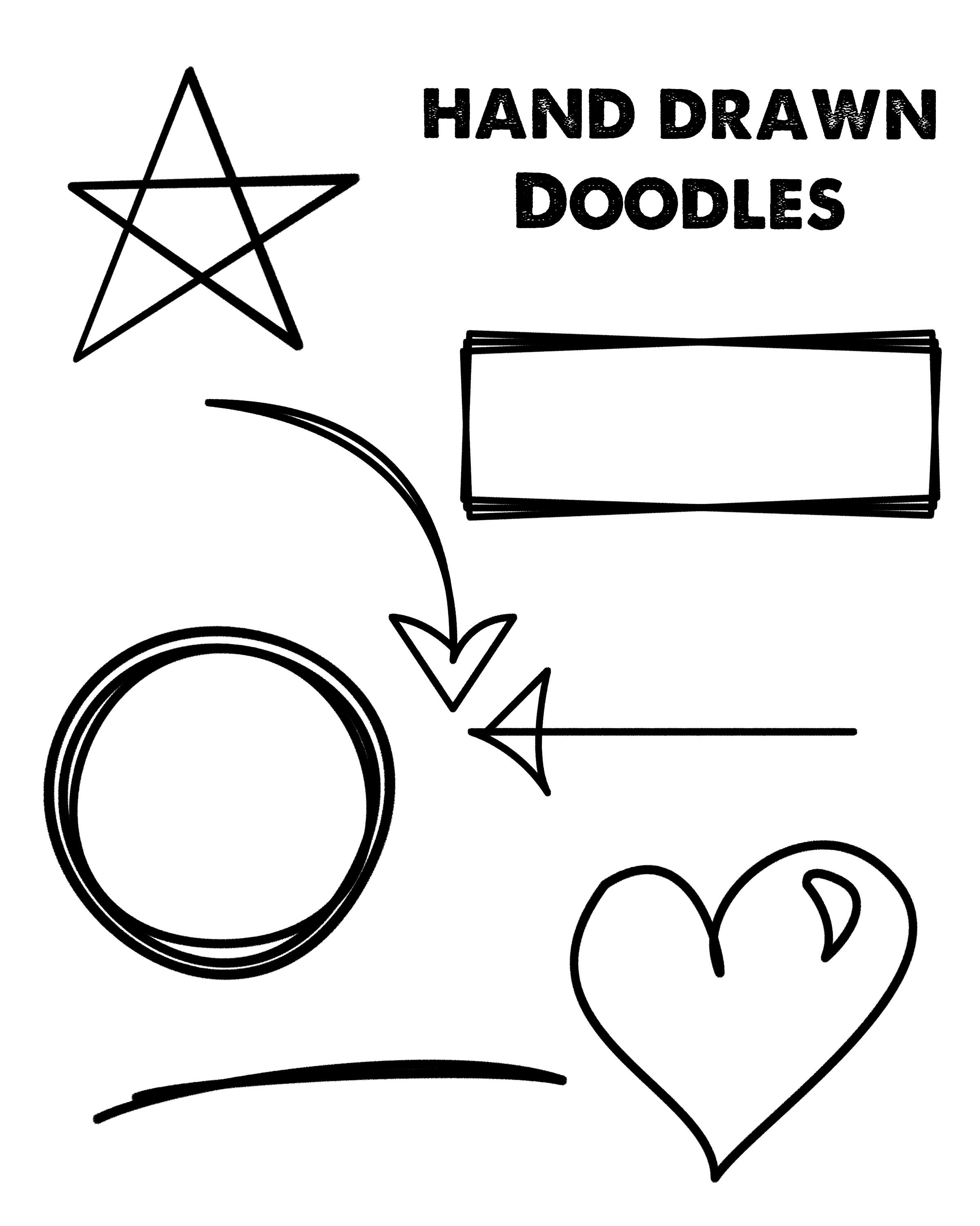 Hand Drawn Doodles, Shapes, and Frames Clipart - Etsy