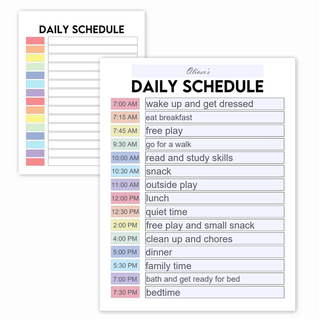 Print at Home Editable Daily Schedule Routine Chart - Etsy