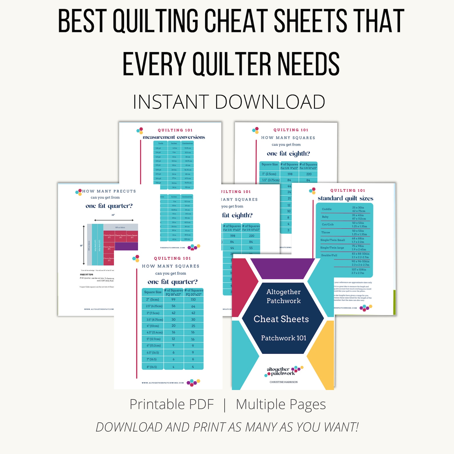 Best Quilters Guide Reference Sheets, Get Instant PDF Download, Best ...