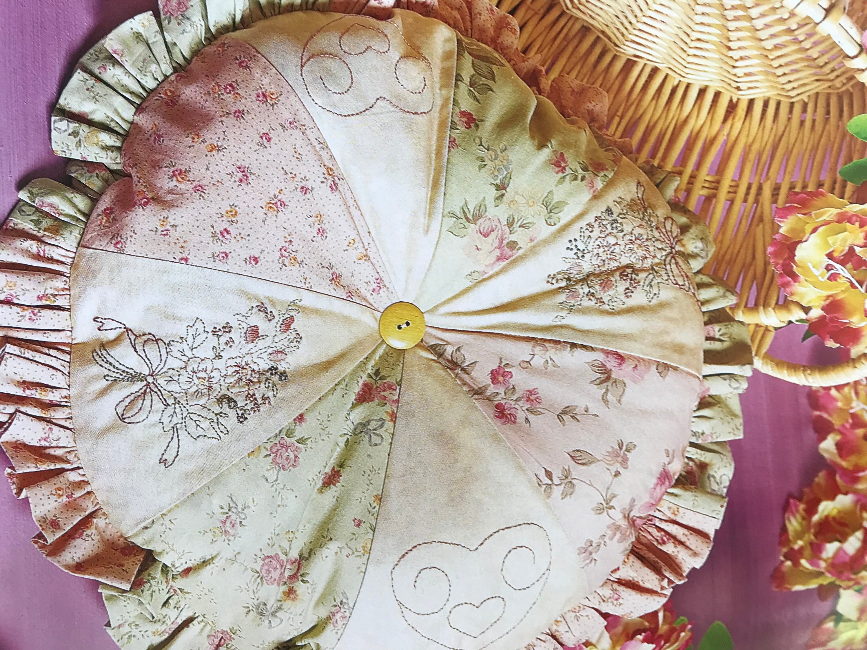 Cushion PDF Pattern, Briar Rose Cushion Pink and Green, Embroidered ...