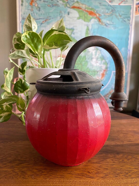 Rare Antique Red Glass Globe Gas Light | Etsy