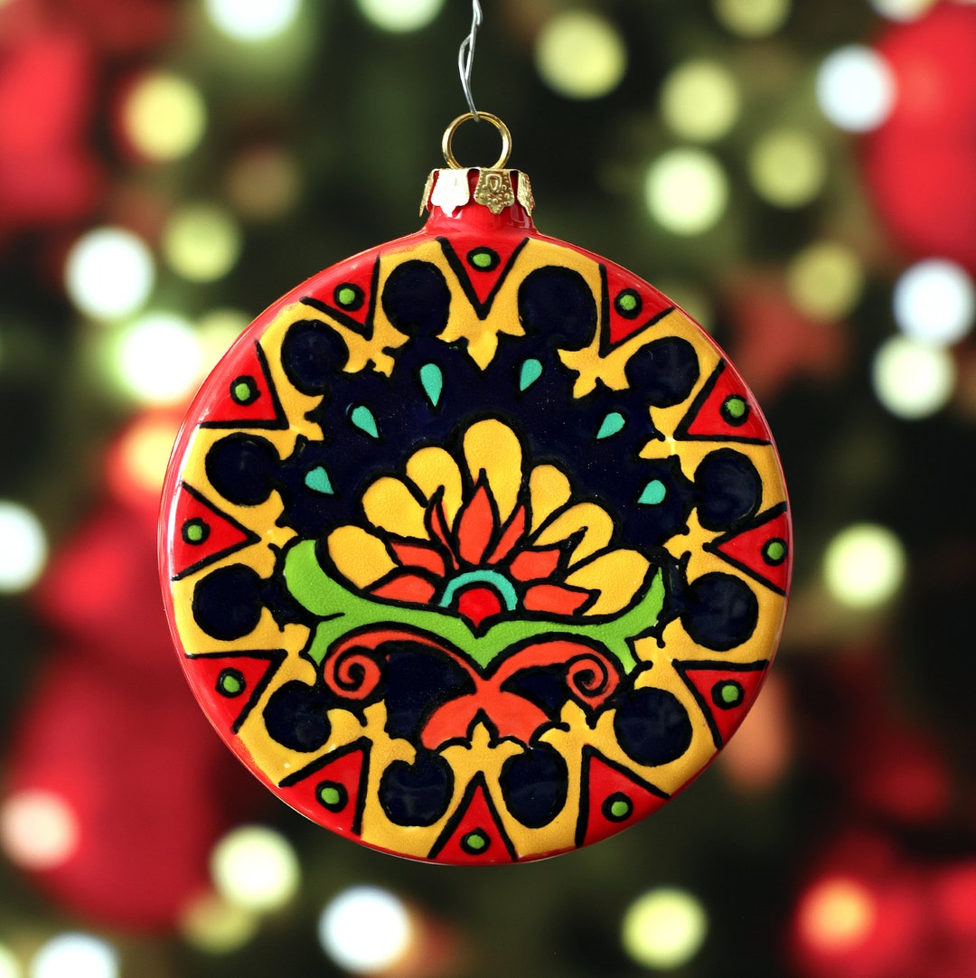 Hand-painted Talavera Christmas Ornament, Mexican Tile Art - Etsy