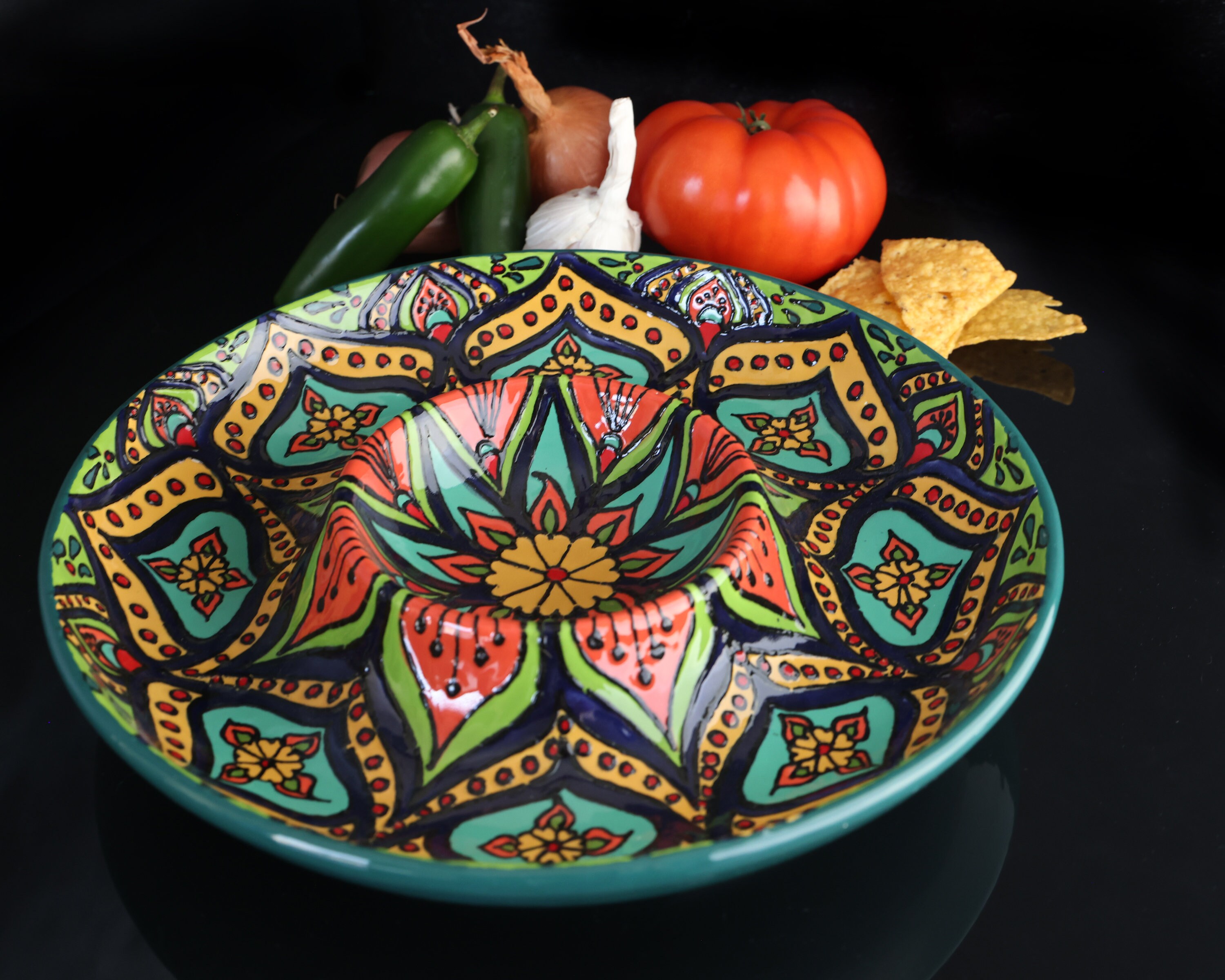 Platters Home & Living Mexican Platter Peacock Chip and Dip Serving ...