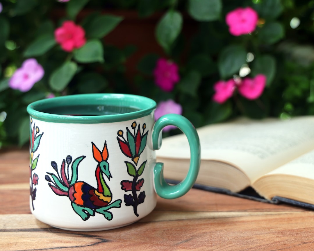 Hand Painted Talavera Mug, Mexican Pottery, Floral Ceramic Mug - Etsy