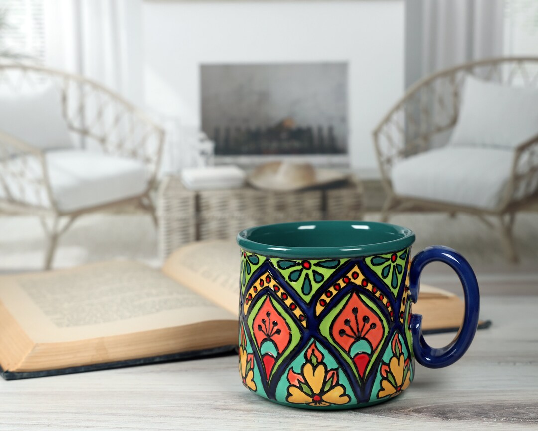Talavera Hand Painted Mug, Mexican Mug, Mexican Pottery, Mexican ...