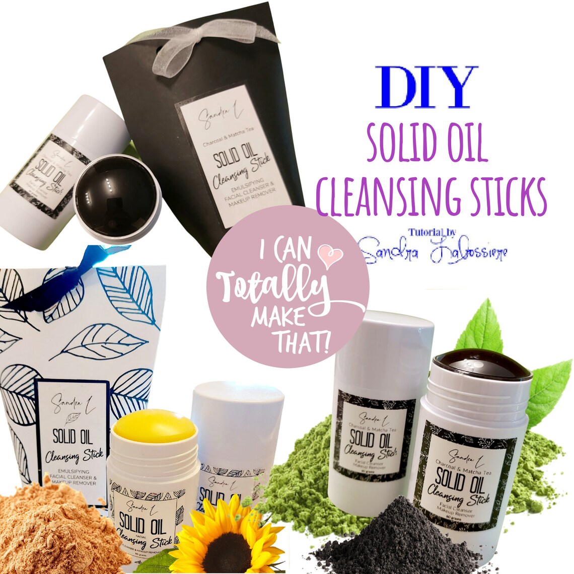 DIY Solid Oil Facial Cleansing Stick - Includes Bonus Instructions for a Charcoal and Matcha Tea ...