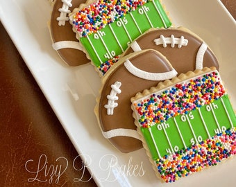 Football Stadium Sugar Cookies: Superbowl Party Favors, Set of 12 - Etsy