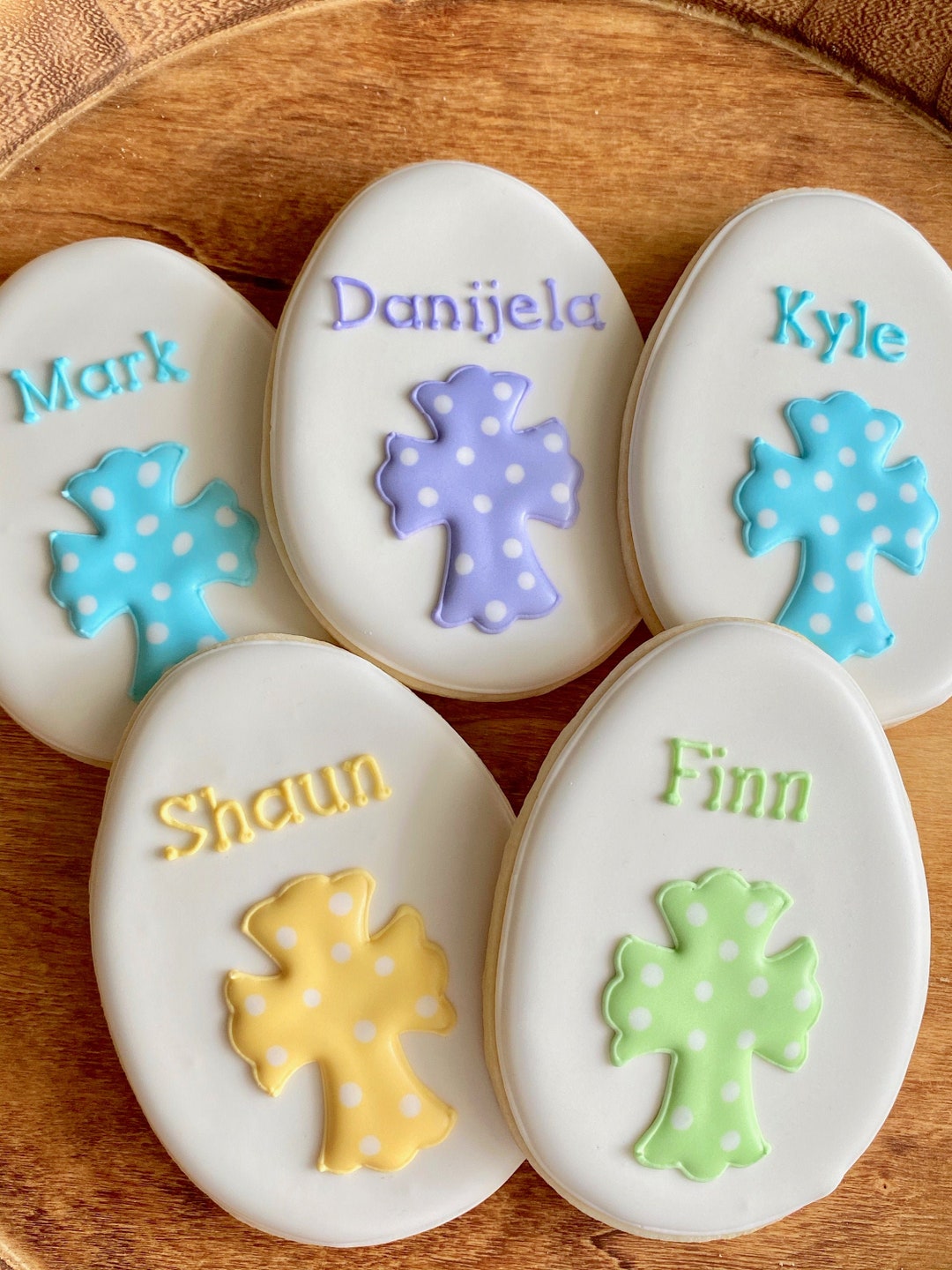 12 Personalized Cross Easter Egg Sugar Cookies - Etsy
